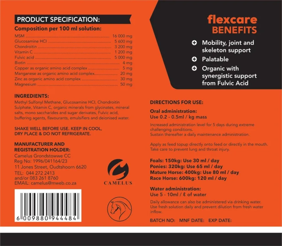 Camelus Flexcare (for horses) – Orange Horse